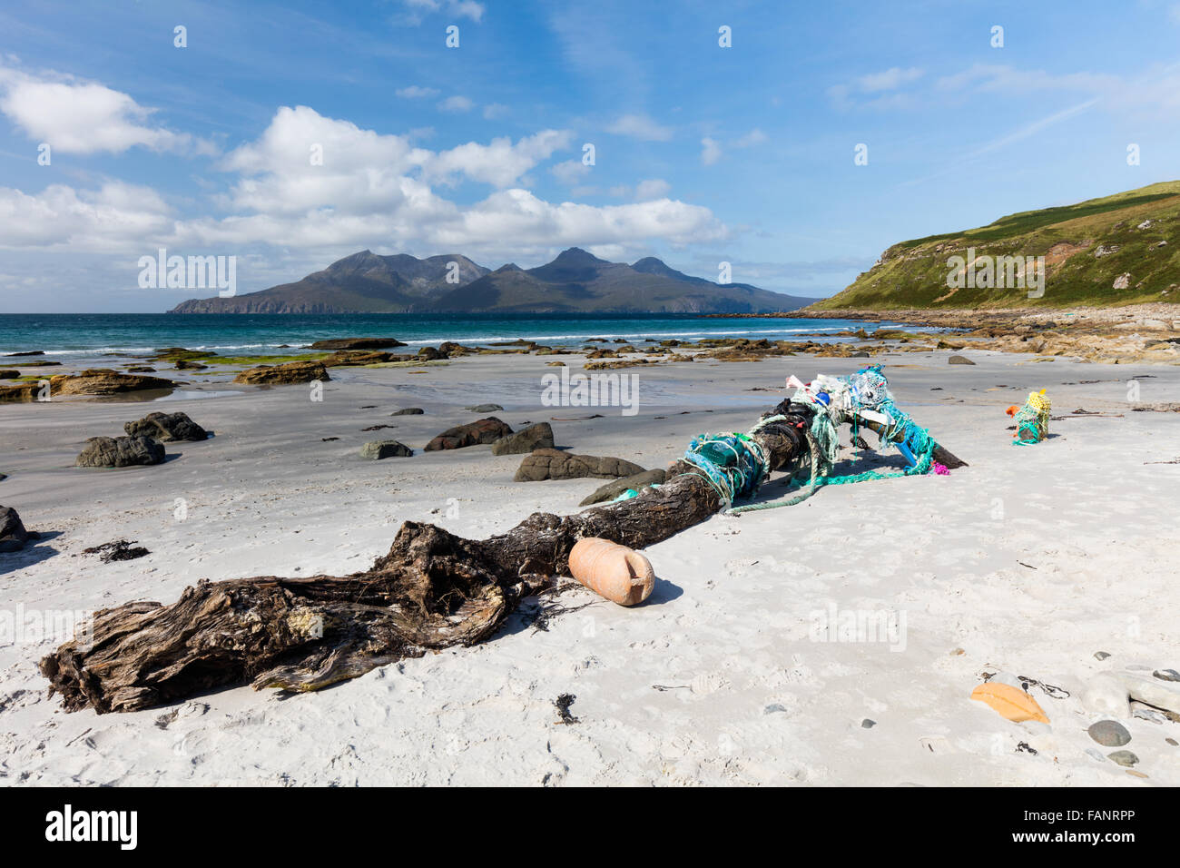 Discarded fish fishing waste washed beach beaches isle eigg small hi ...