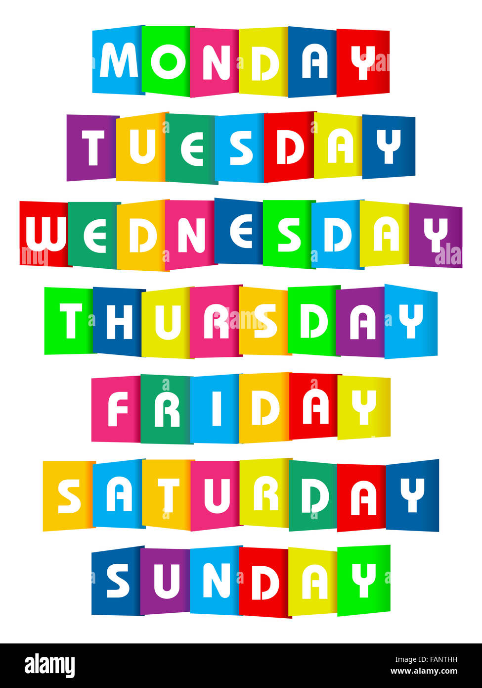 Week day paper text on a white background Stock Photo - Alamy