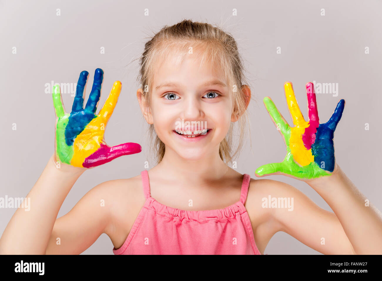 Colorful painted hands Stock Photo - Alamy
