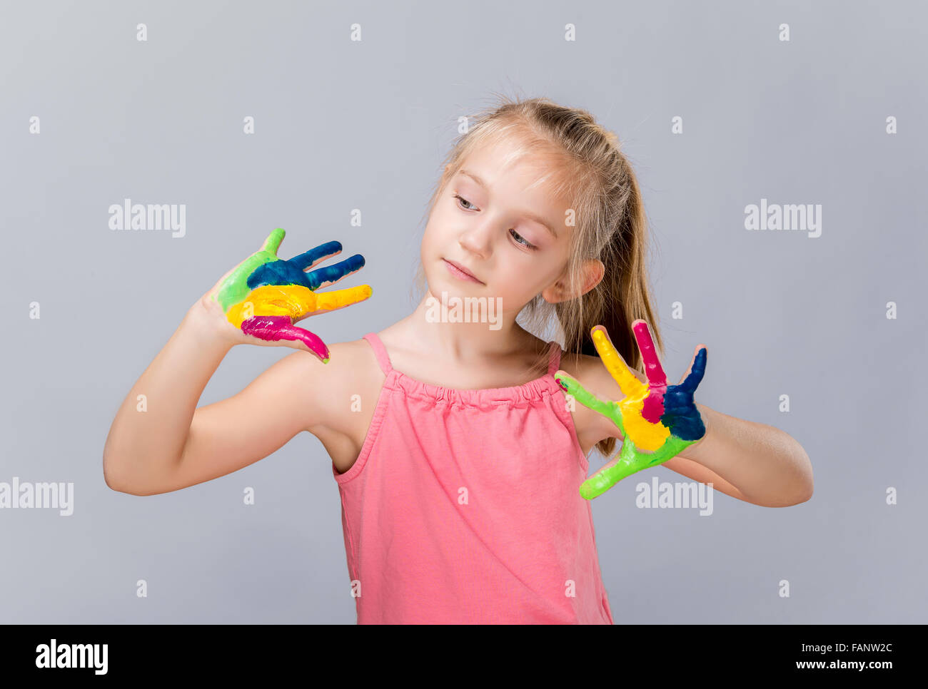 Colorful painted hands Stock Photo - Alamy