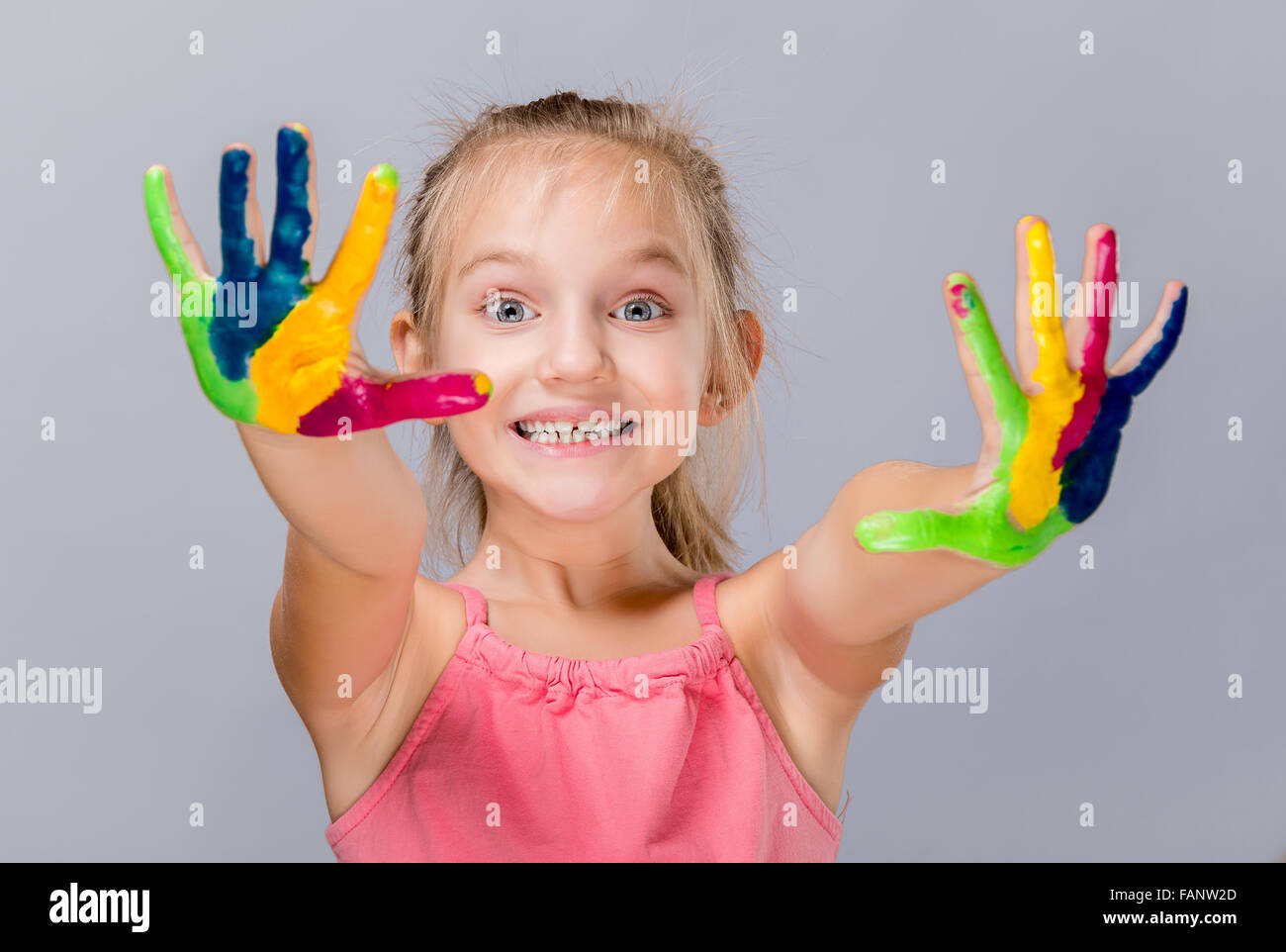 Colorful painted hands Stock Photo - Alamy