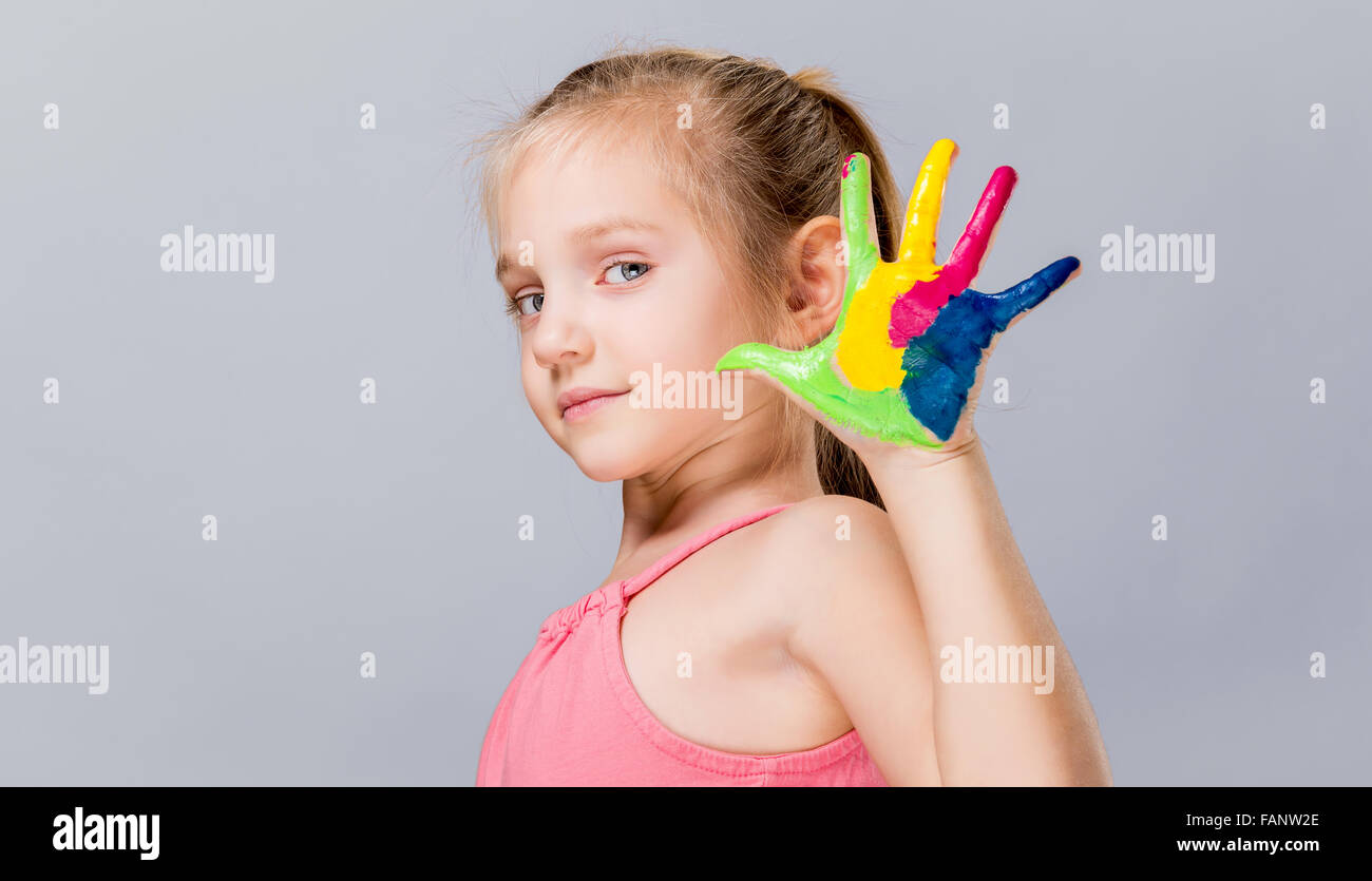 Colorful painted hands Stock Photo - Alamy