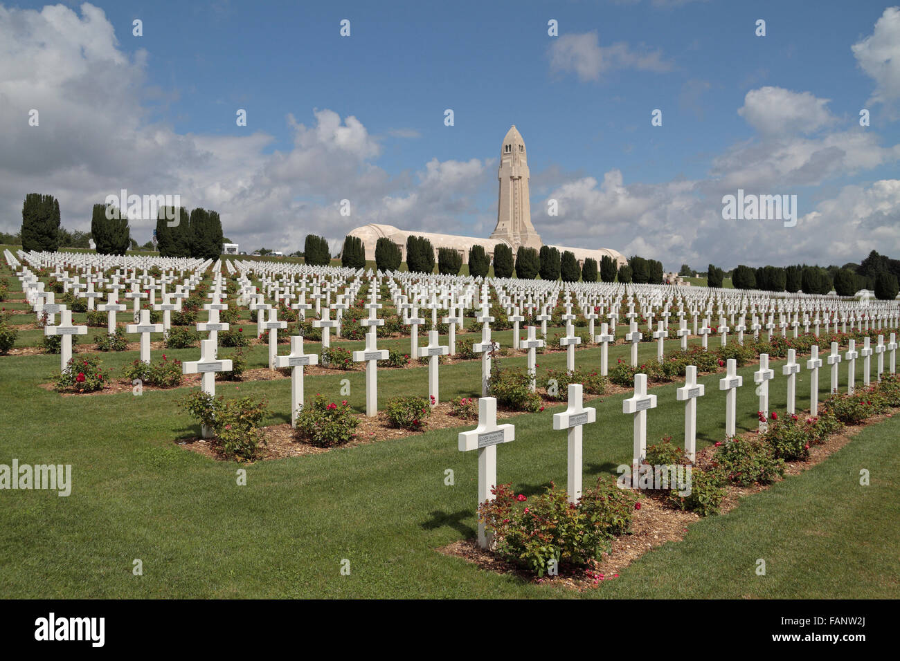 General view over the French National Cemetery in front of the ...
