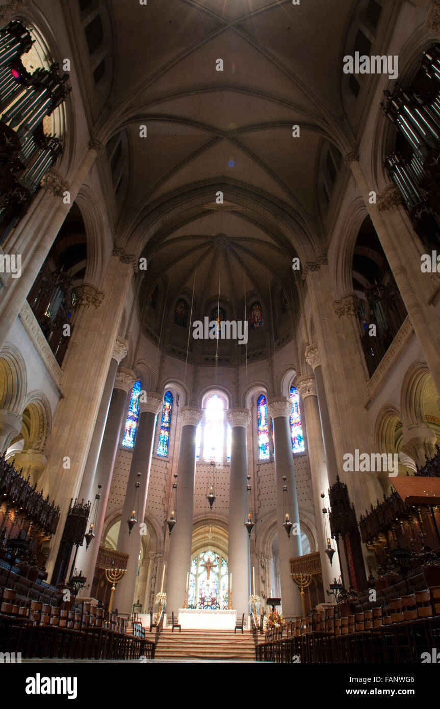 Inside Cathedral of Saint John the Divine New York City, USA. St. John the Divine Cathedral ...