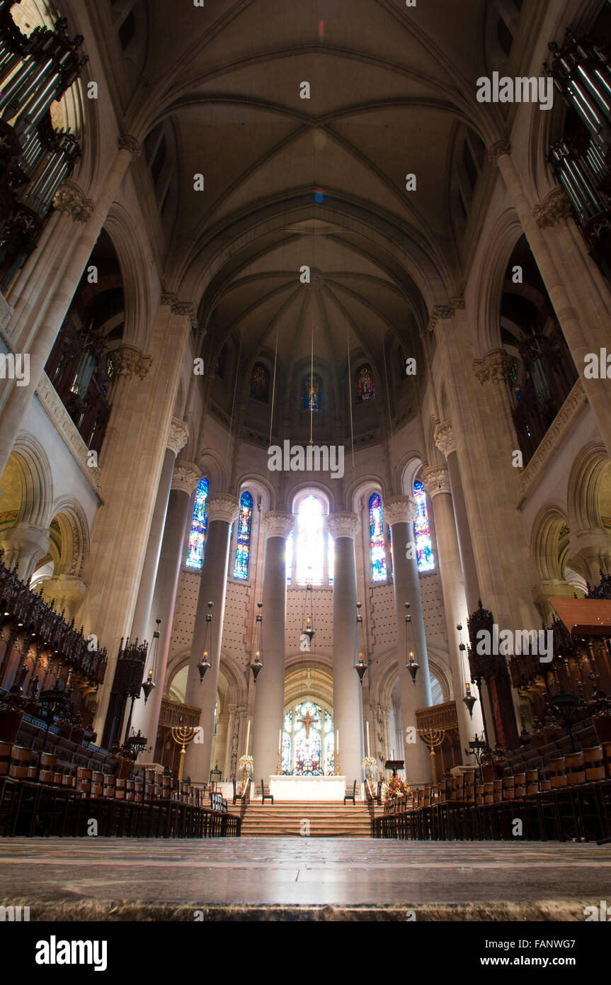 Inside Cathedral of Saint John the Divine New York City, USA. St. John the Divine Cathedral ...