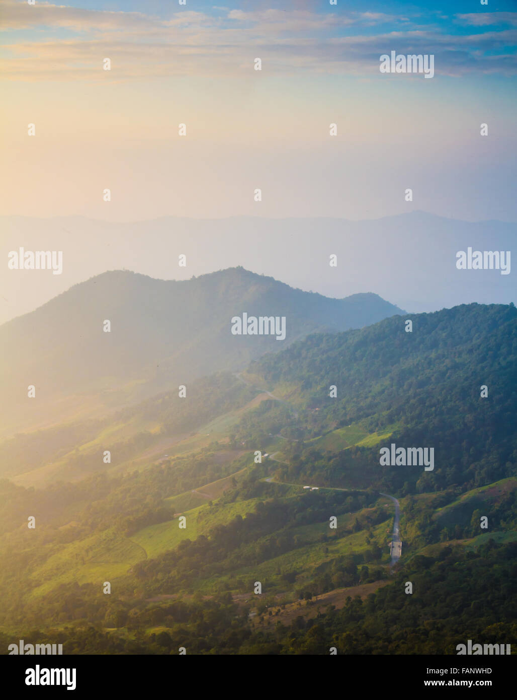 aerial view of sun set moutain in northen thailand Stock Photo - Alamy