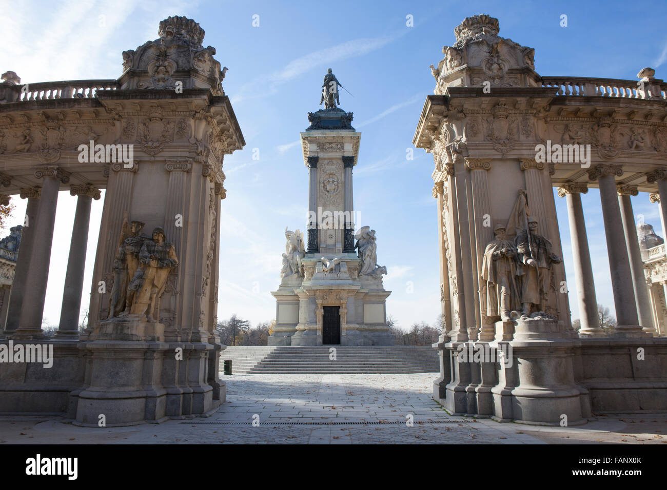 Monument to King Alfonso XII at famous retiro park, Madrid, Spain Stock ...