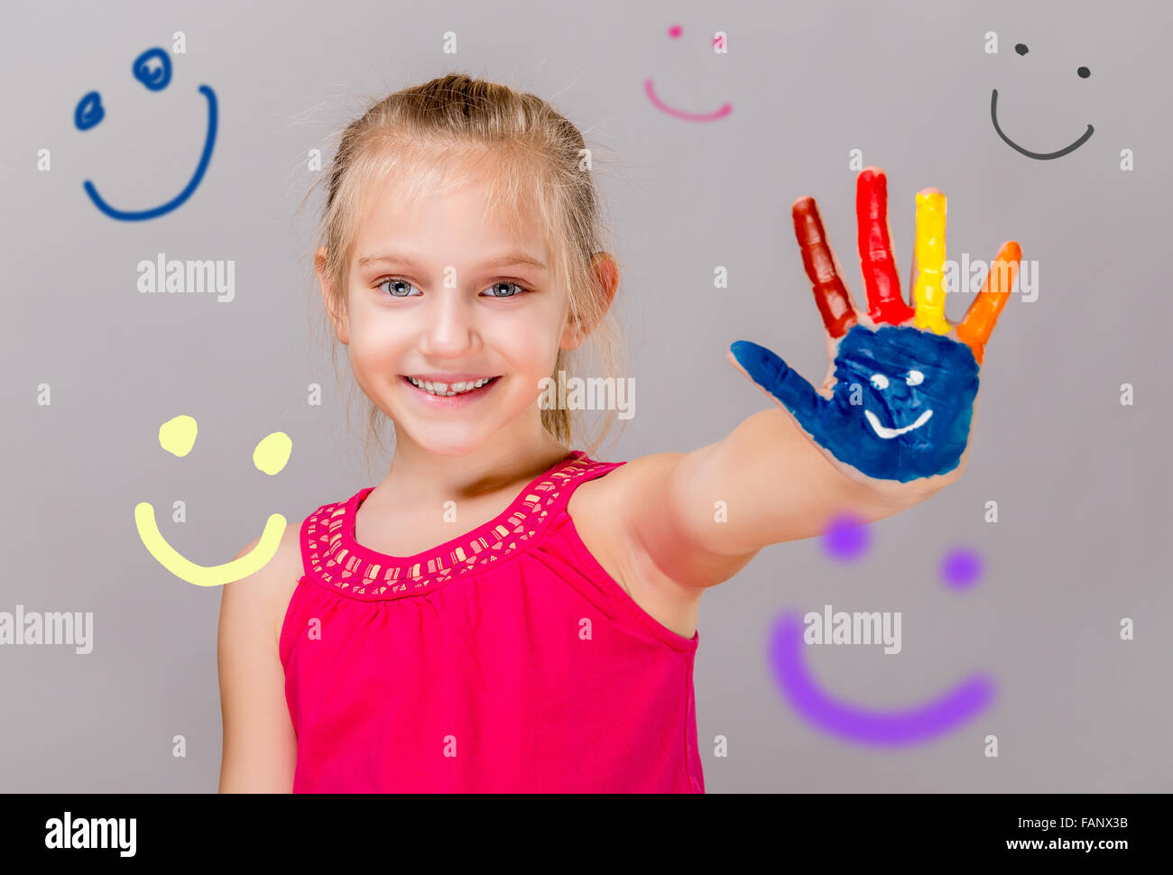 Colorful painted hands Stock Photo - Alamy