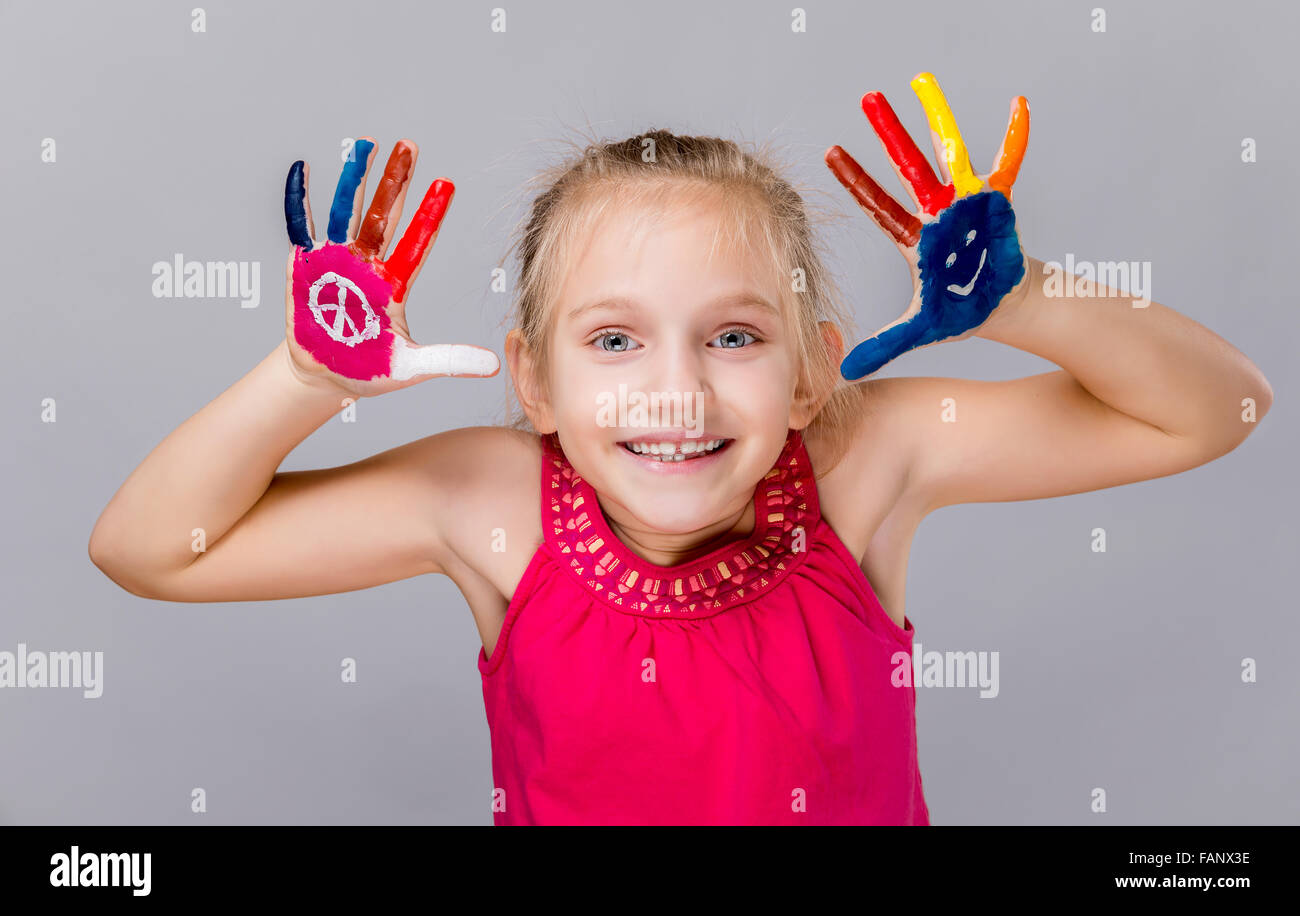 Colorful painted hands Stock Photo - Alamy
