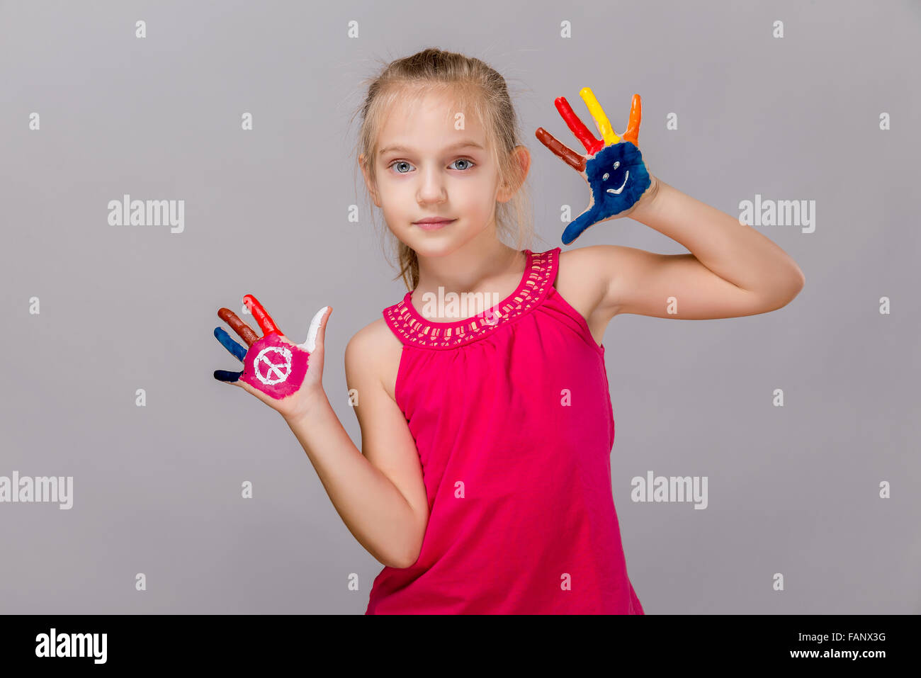 Colorful painted hands Stock Photo - Alamy