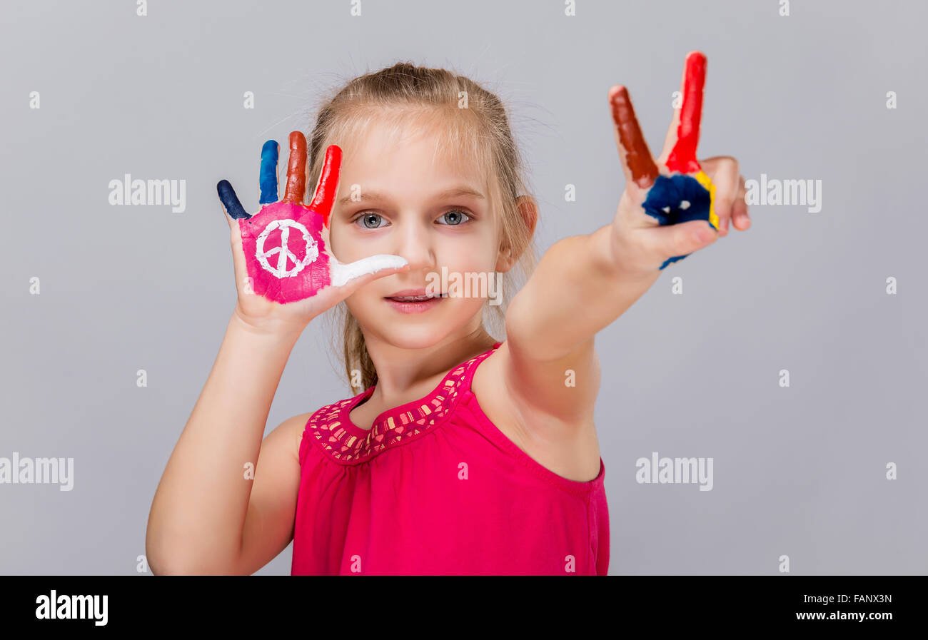 Colorful painted hands Stock Photo - Alamy
