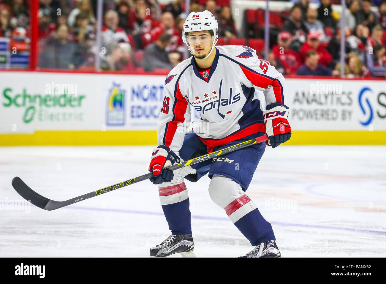 Washington Capitals defenseman Connor Carrick (58) during the NHL game ...