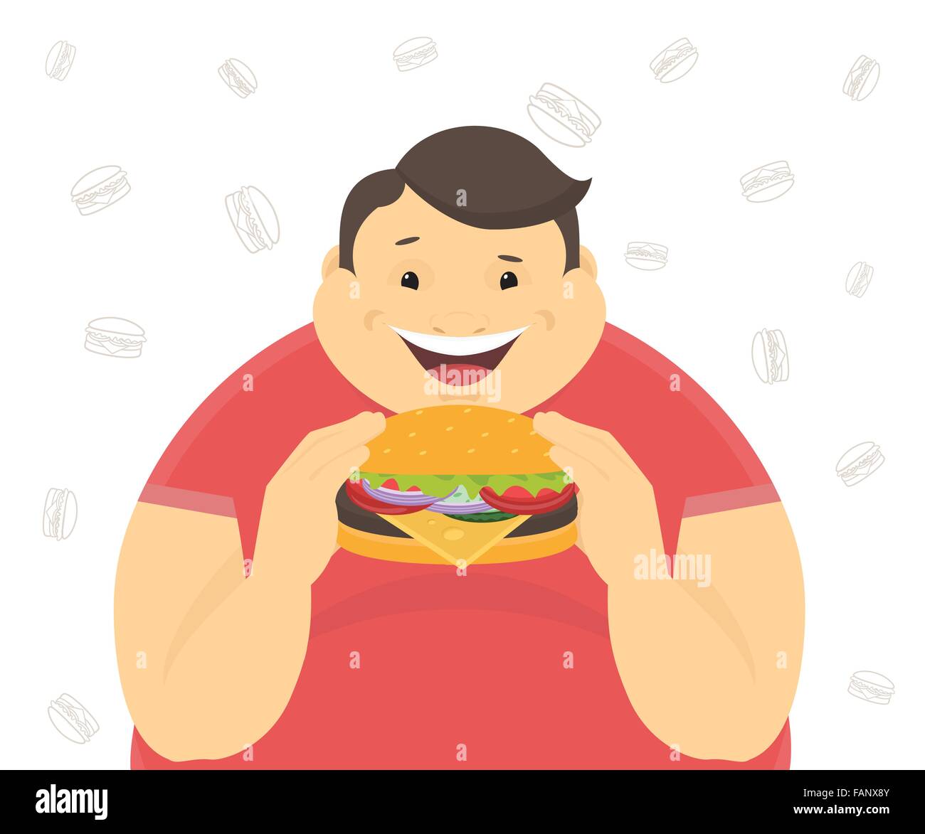 Fat Guy Eating Cartoon