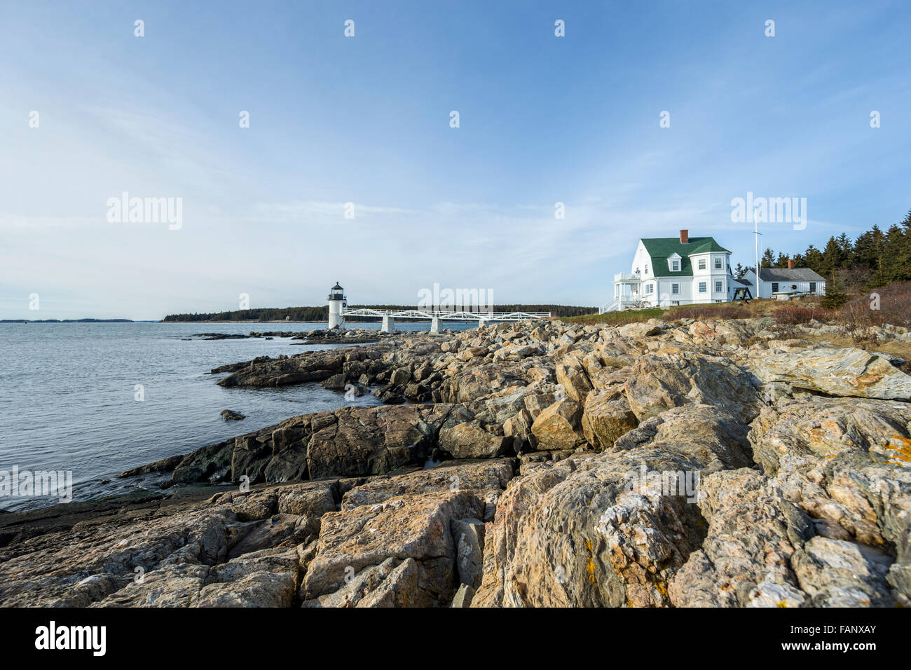 A view of Marshall Point Light and the keeper's house in Port Clyde ...