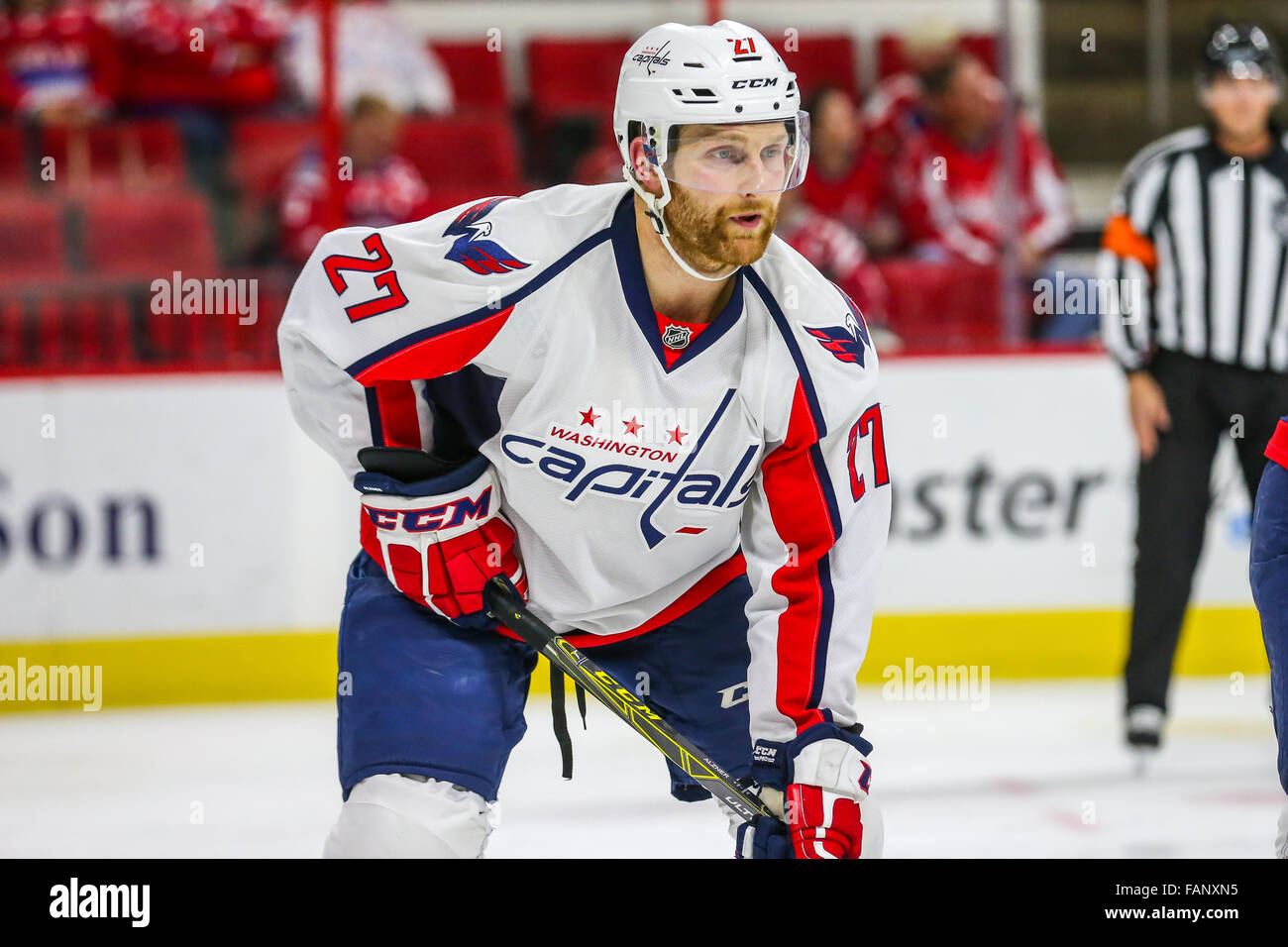 Washington Capitals defenseman Karl Alzner (27) during the NHL game ...