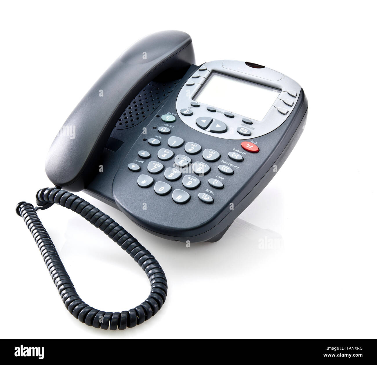 Gray office telephone isolated on a white background Stock Photo - Alamy