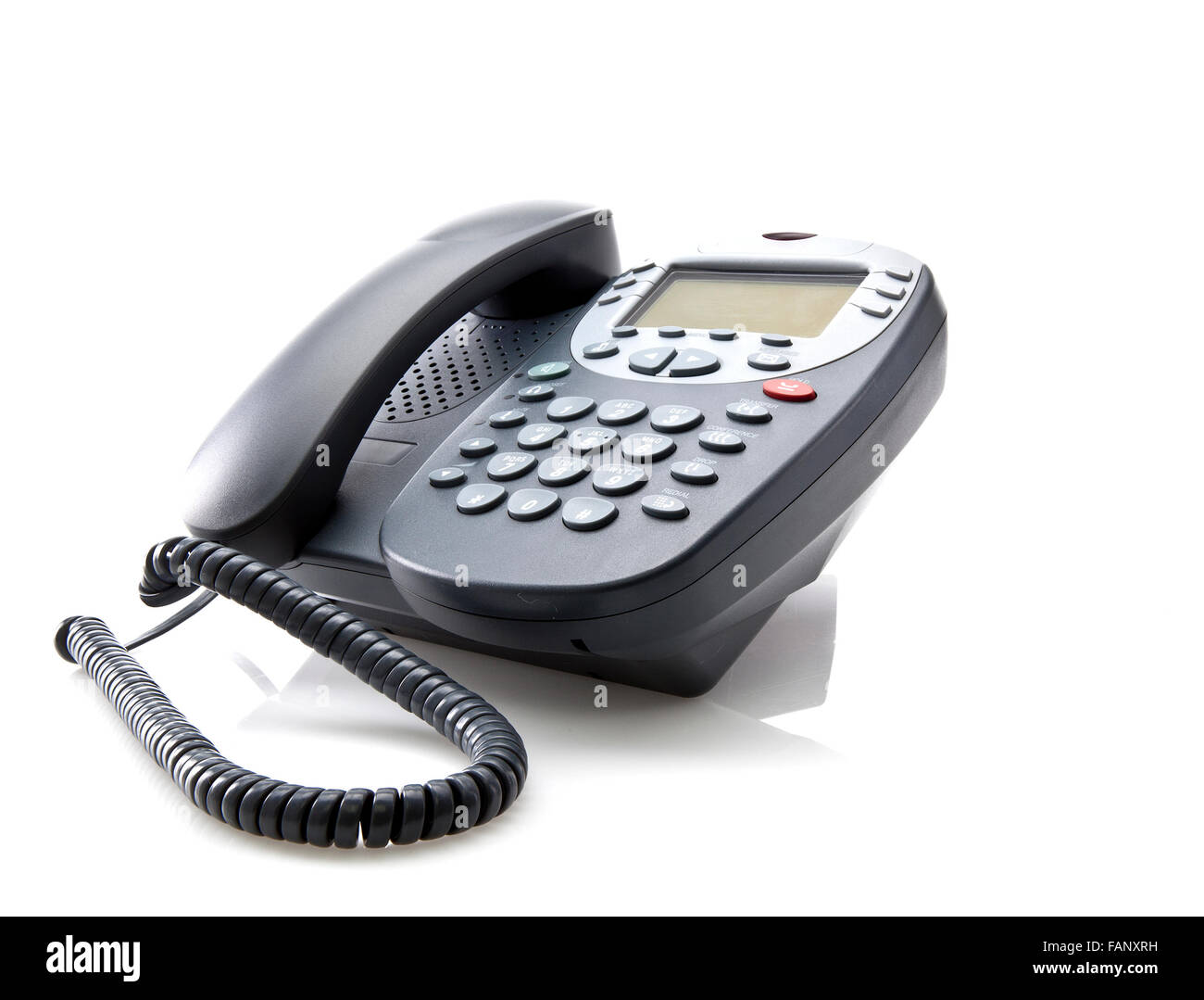Gray office telephone isolated on a white background Stock Photo - Alamy