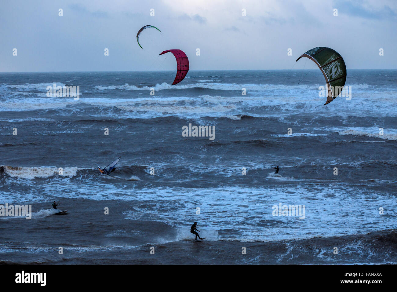 Isle of Wight, UK. 2nd January, 2016. UK Weather: Kite Surfers in the ...