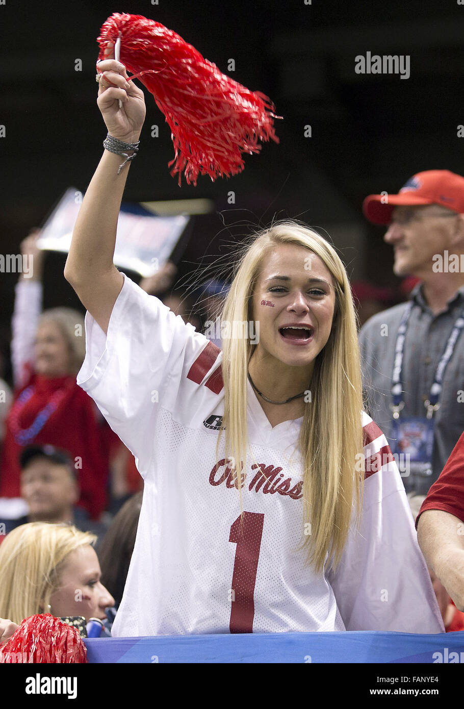 New Orleans, Louisiana, USA. 01st Jan, 2016. Ole Miss fan cheers on her ...