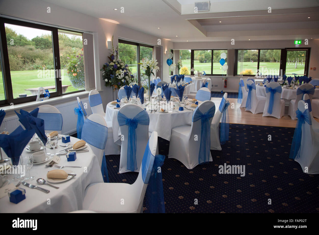 fully decorated wedding day reception room all ready to receive wedding ...