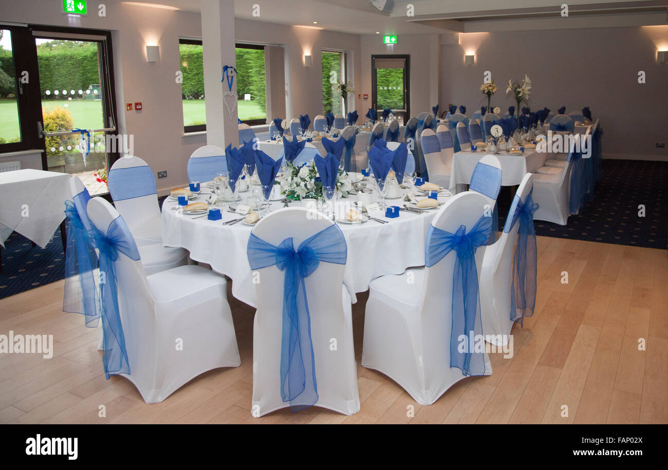 fully decorated wedding day reception room all ready to receive wedding ...