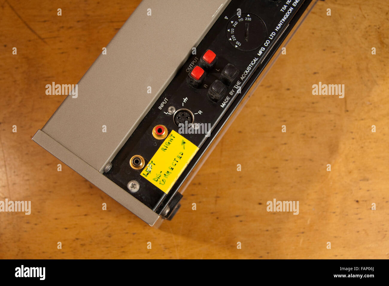 Rear of Quad 405 power amplifier modified with phono socket inputs ...