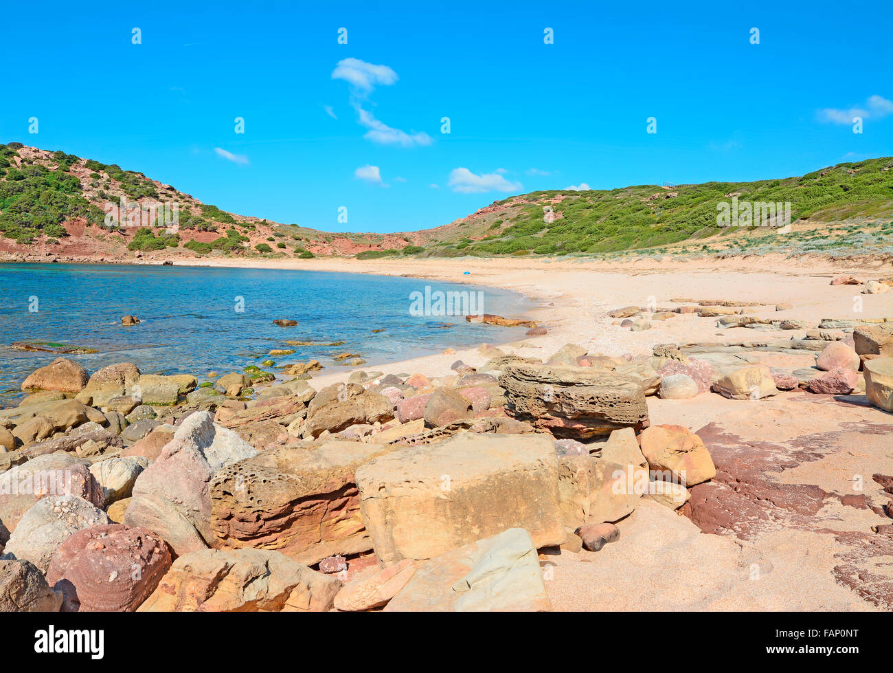 Porticciolo beach with its sighting tower, Sardinia Stock Photo - Alamy