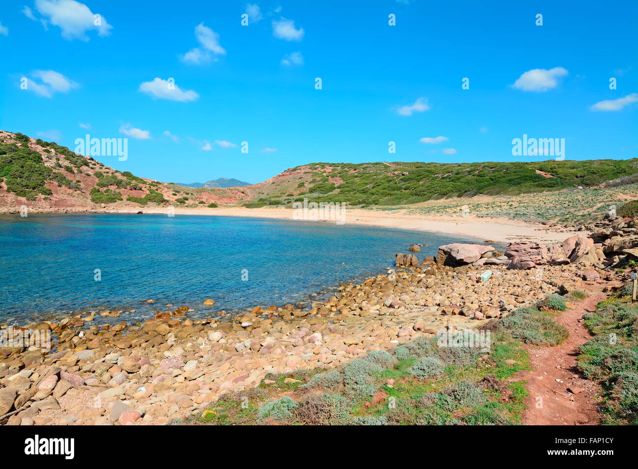 Porticciolo beach with its sighting tower, Sardinia Stock Photo - Alamy