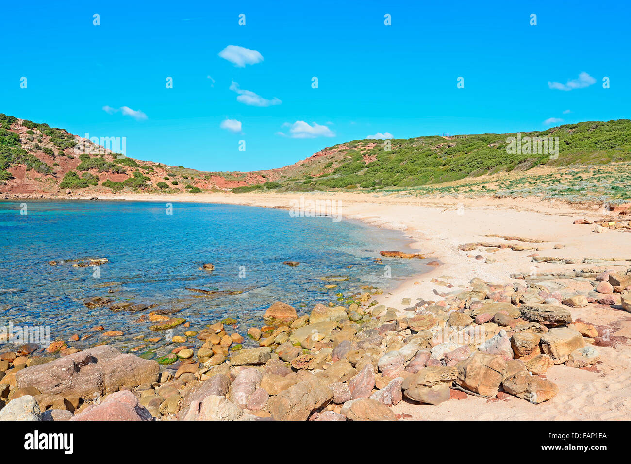 Porticciolo beach with its sighting tower, Sardinia Stock Photo - Alamy