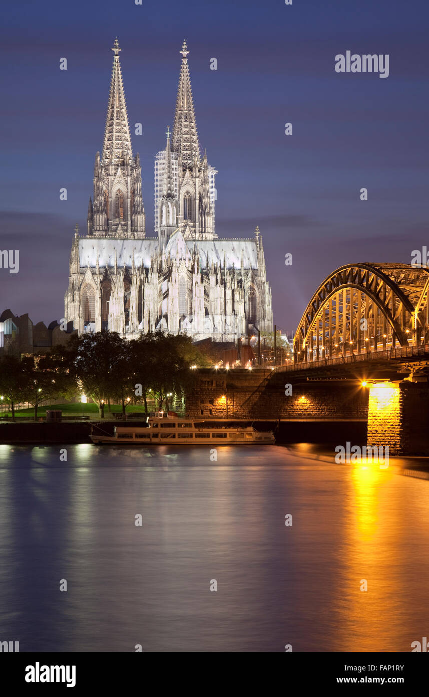 Cologne Cathedral with River Rhine and Hohenzollern Brucke (Bridge ...