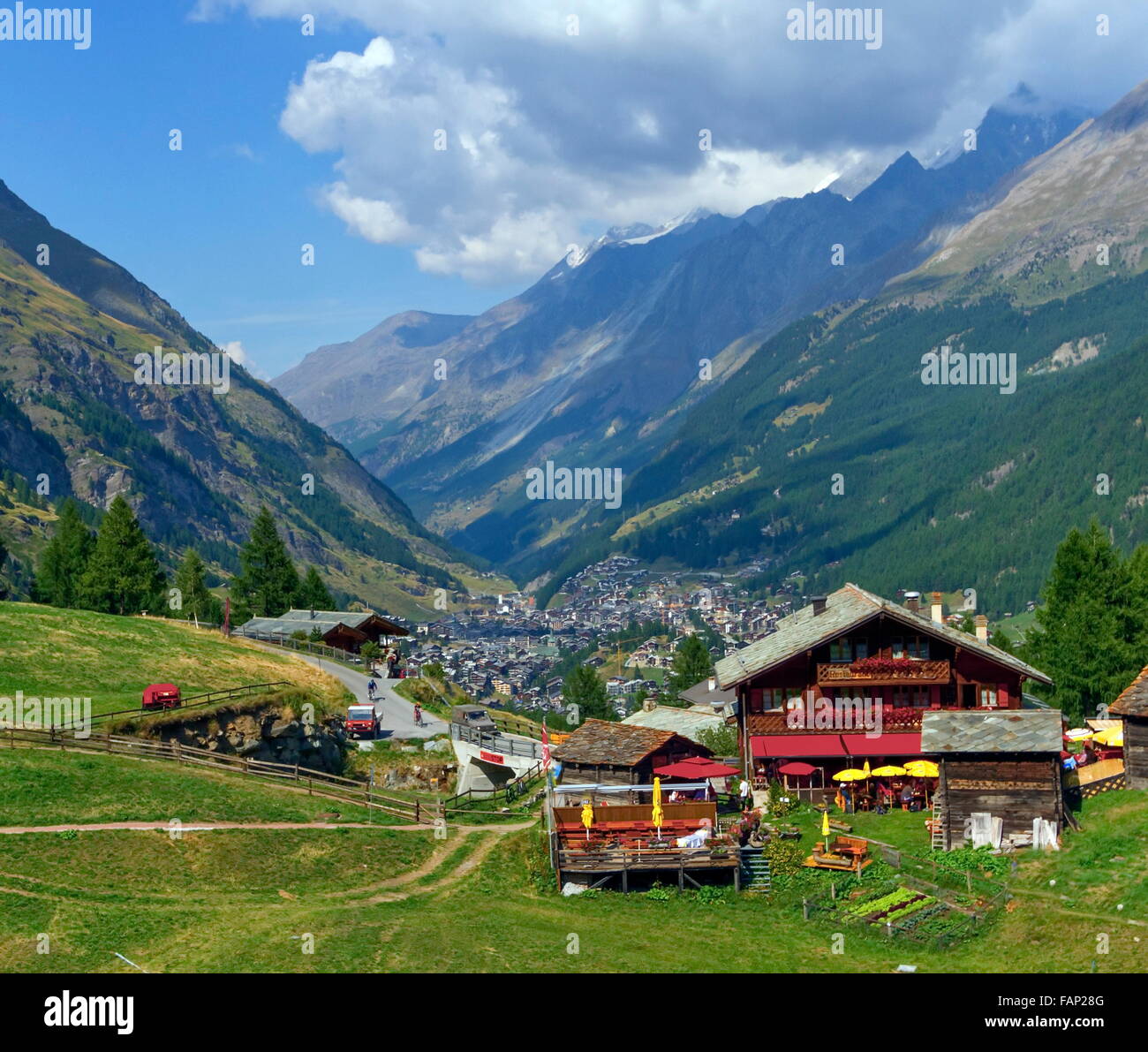 Aerial view valley town zermatt hi-res stock photography and images - Alamy