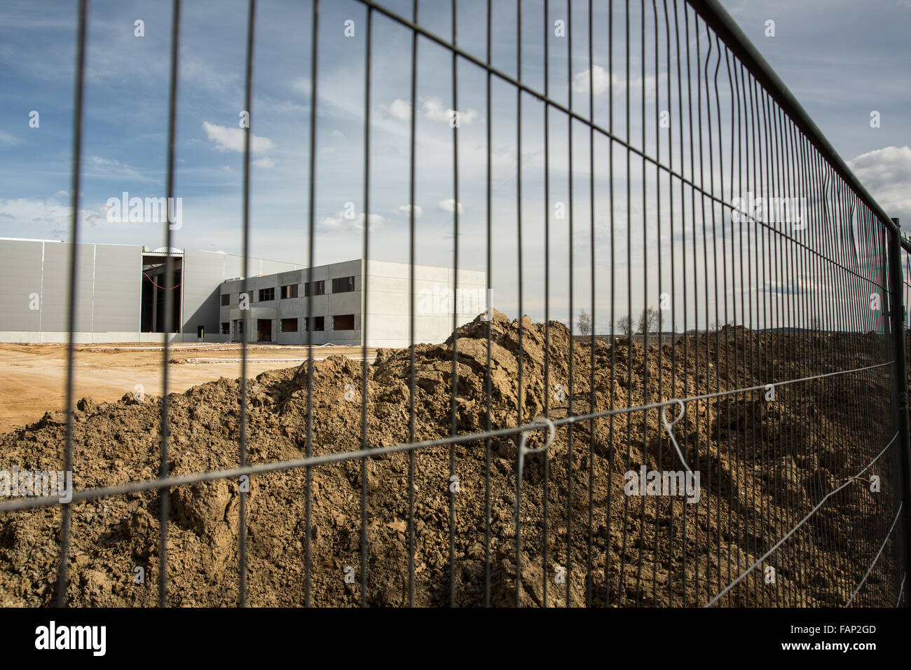Construction site with a fence around it Stock Photo - Alamy