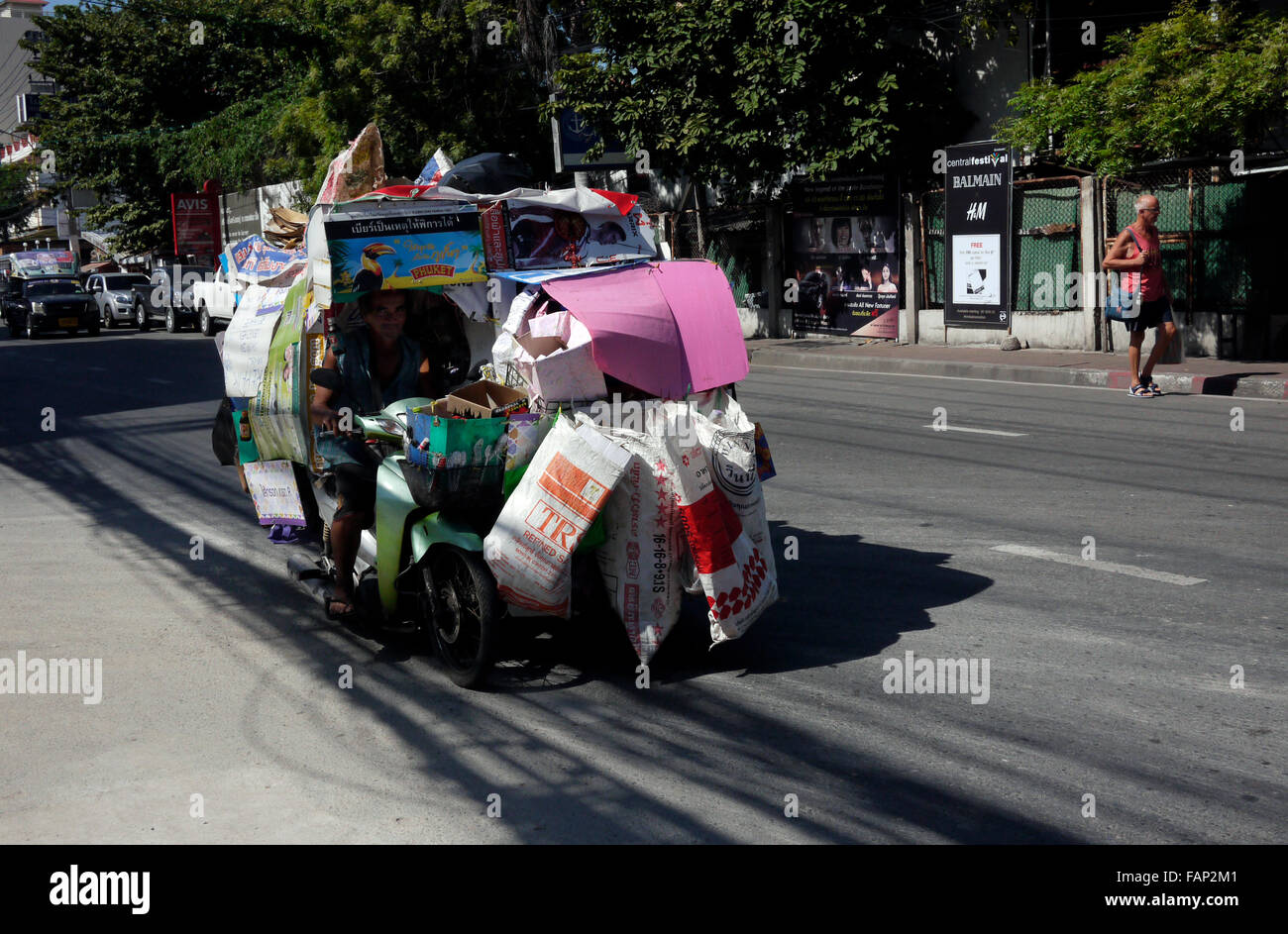 Motorcycle & sidecar used for transporting plastic, cardboard & paper ...