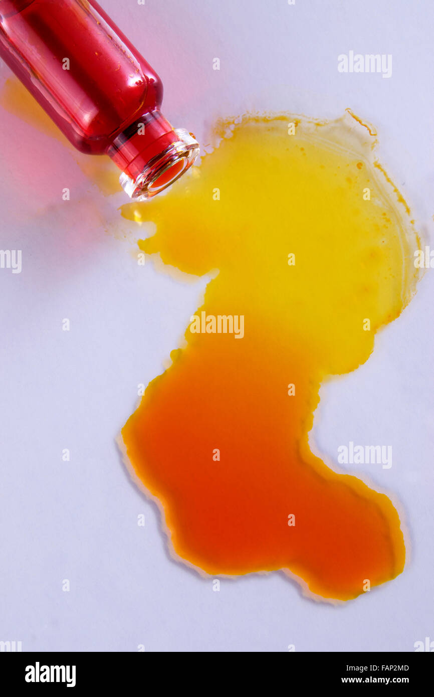 chemistry spilled from vial Stock Photo - Alamy