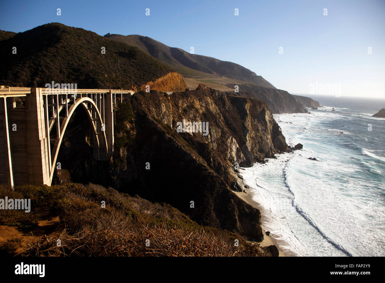 Bixby Bridge, Big Sur, Pacific Coast Highway, California Stock Photo ...