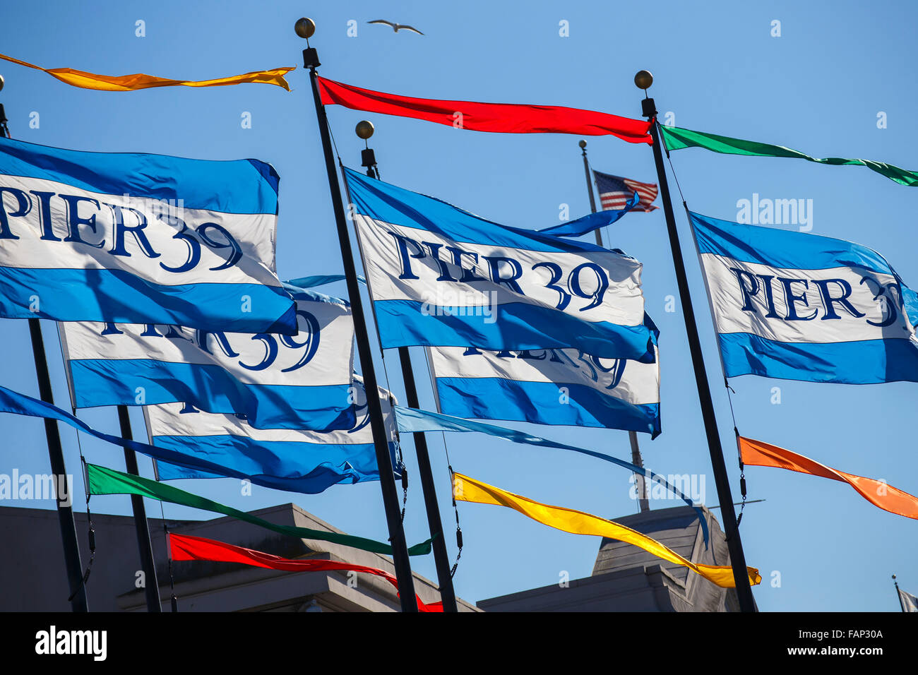 Pier 39 flags san francisco hi-res stock photography and images - Alamy