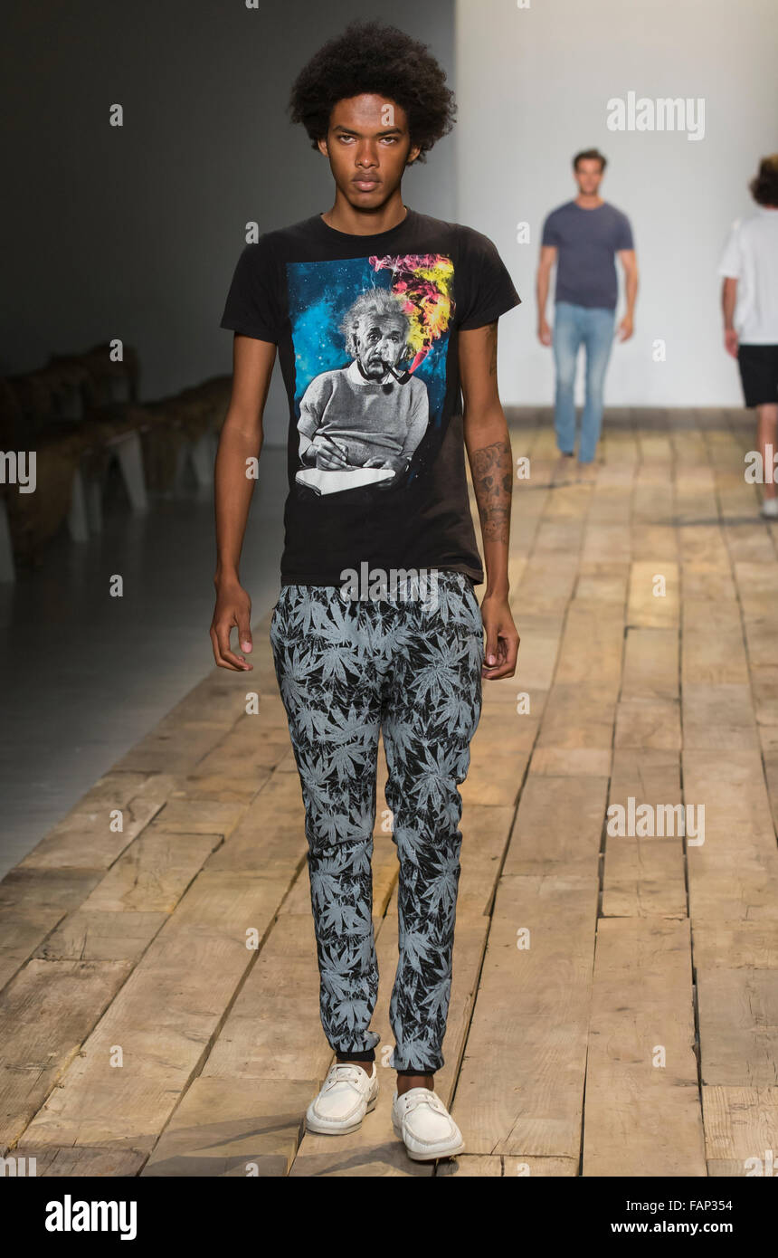 NEW YORK, NY - JULY 15, 2015: Brandon Bailey walks the runway during ...