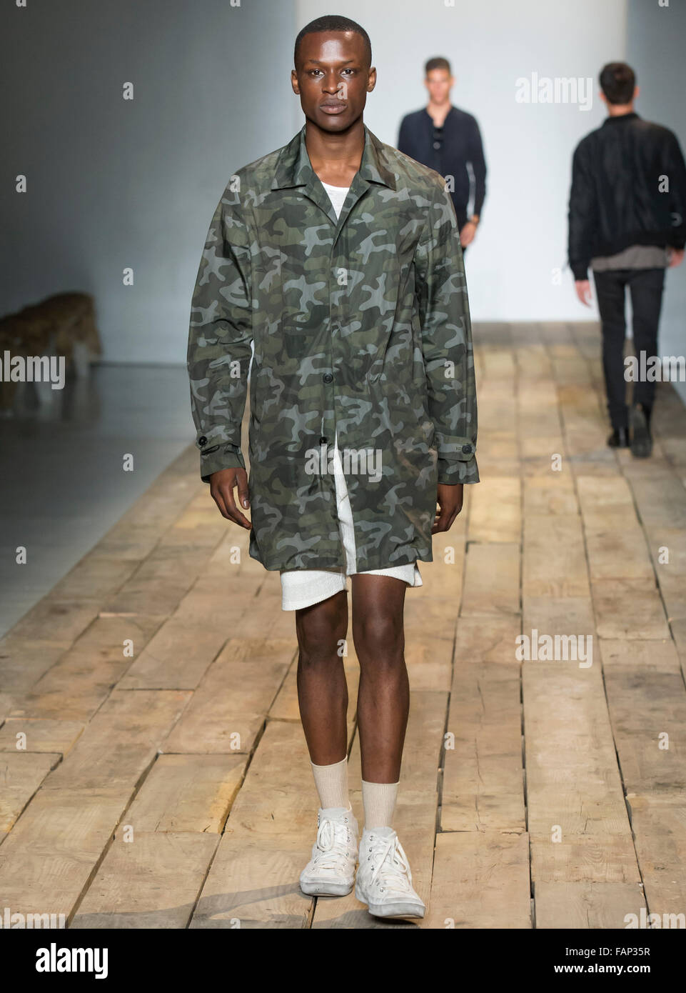NEW YORK, NY - JULY 15, 2015: Torey Mcdonald walks the runway during ...