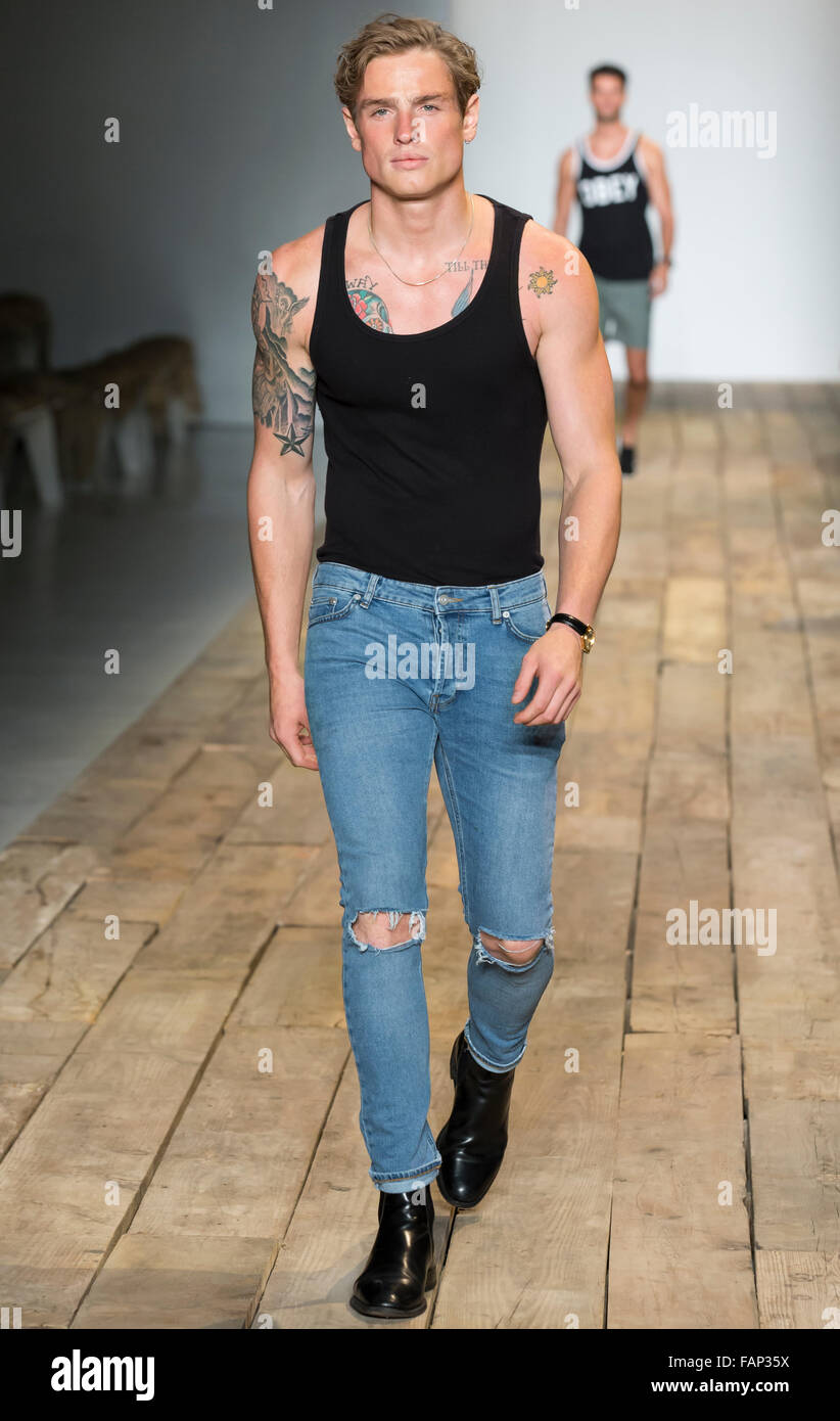 NEW YORK,NY - JULY 15, 2015: Patrick O'Donnell walks the runway during ...