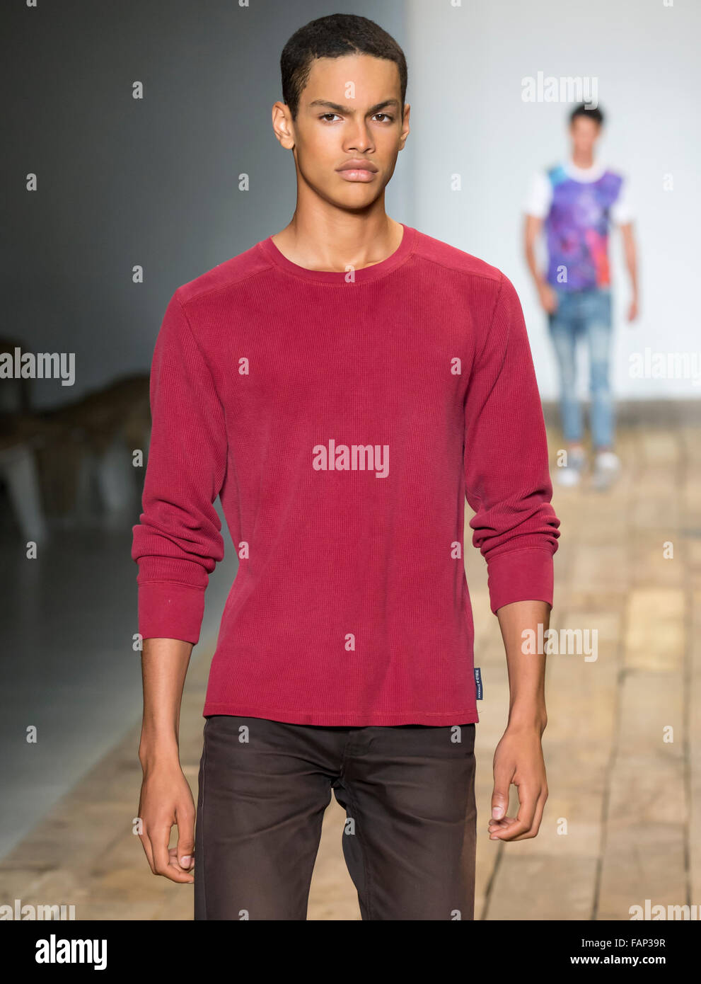 NEW YORK, NY - JULY 15, 2015: Noa Thomas walks the runway during ...