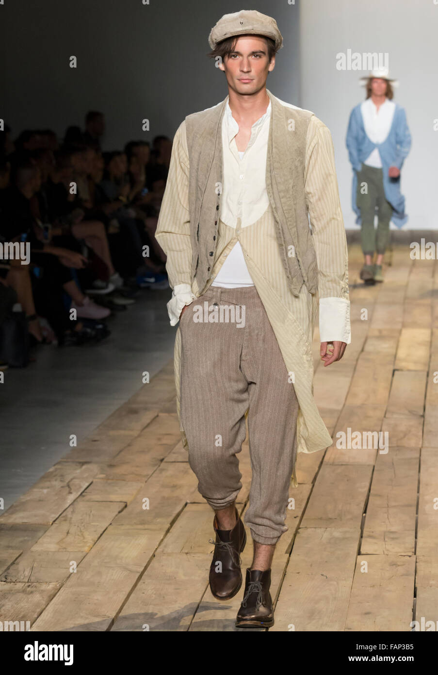 NEW YORK, NY - JULY 15, 2015: Jacob Riley walks the runway during the ...