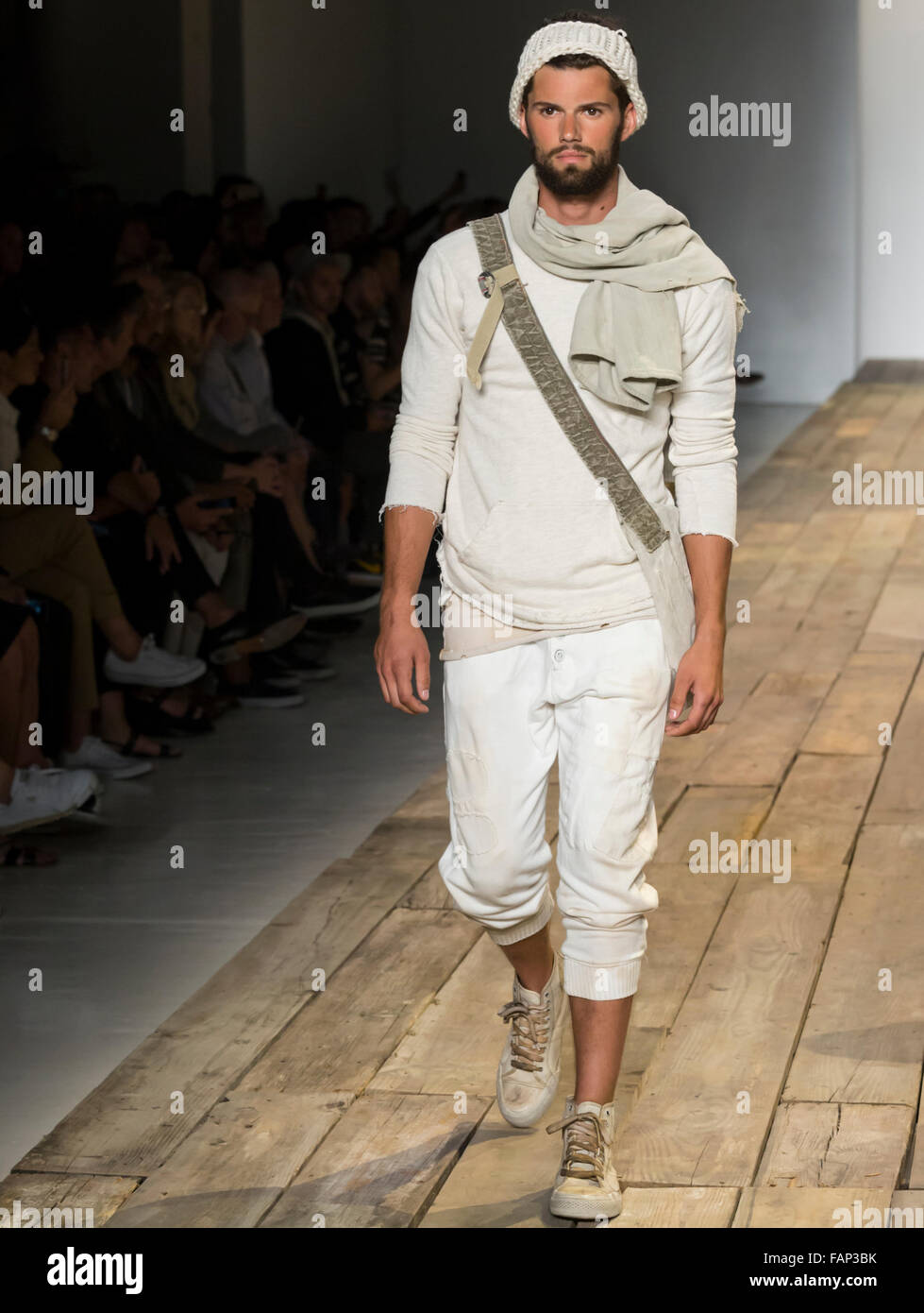 NEW YORK, NY - JULY 15, 2015: Max Jablonsky walks the runway during the ...