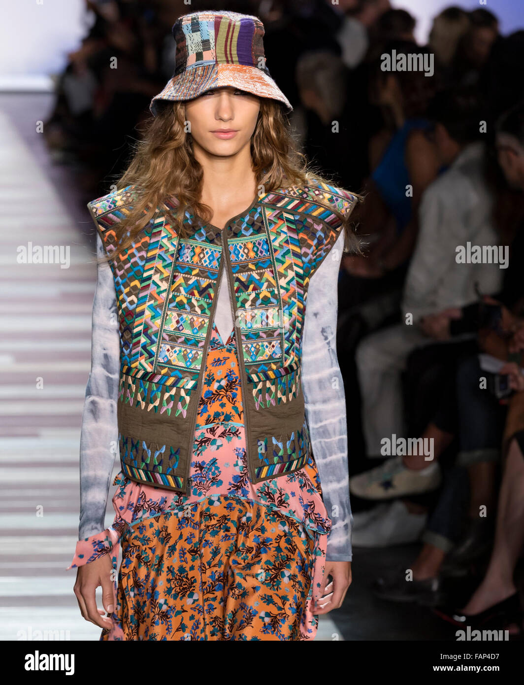 New York, NY - September 10, 2015: Vera Vavrova walks the runway at the ...
