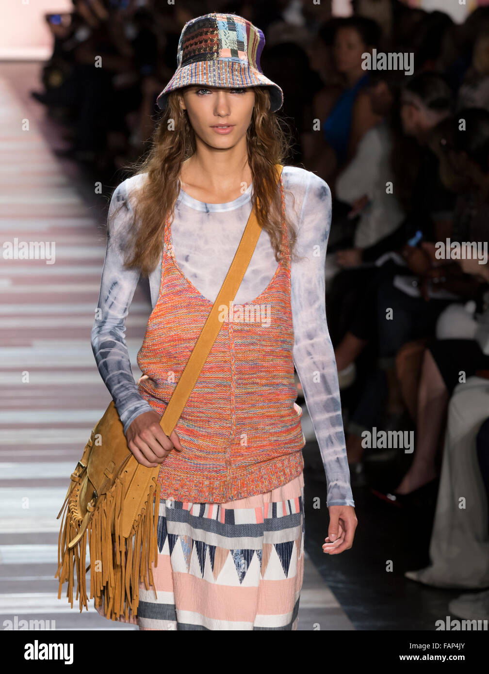 New York, NY - September 10, 2015: Vera Vavrova walks the runway at the ...