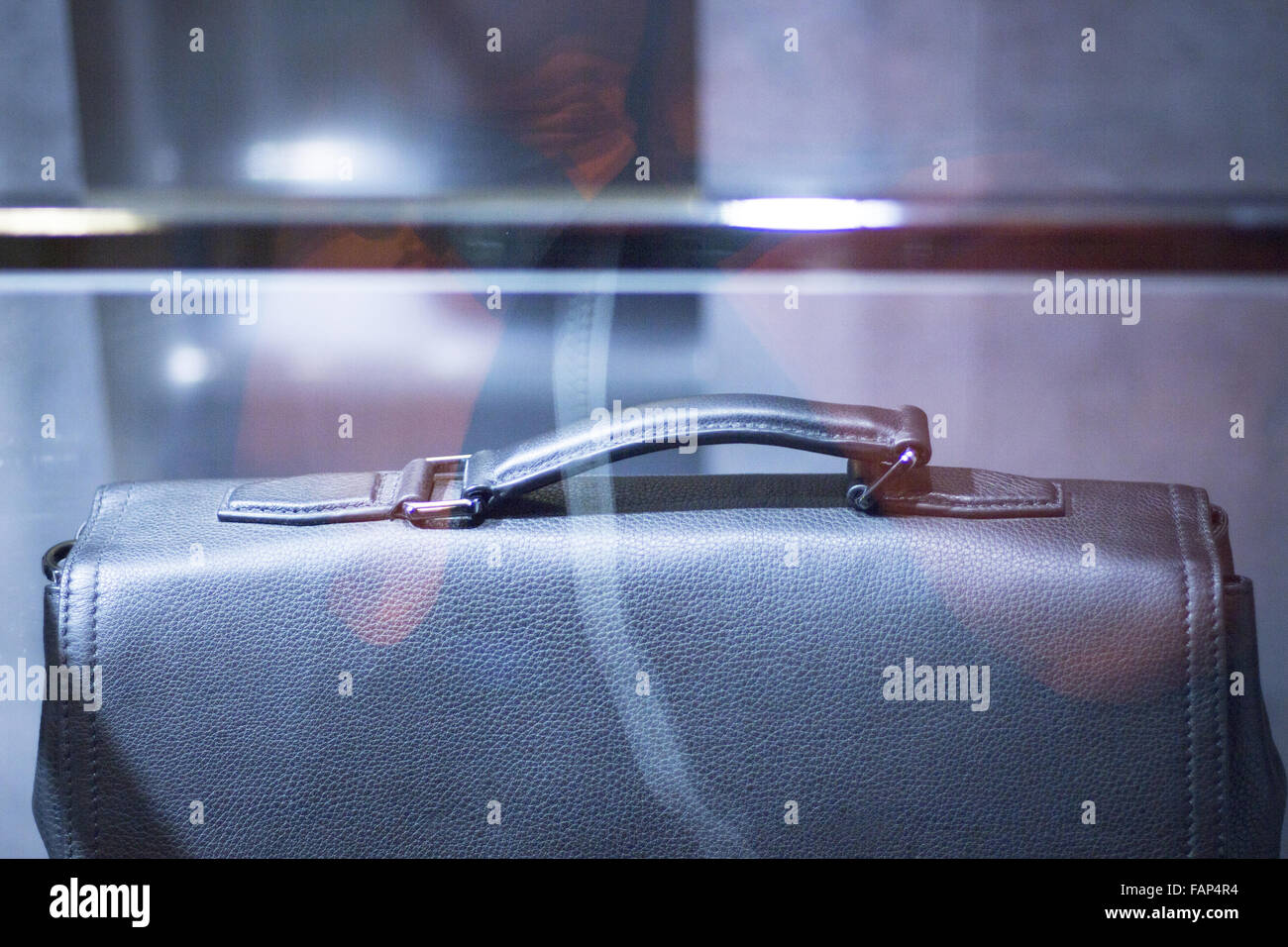 Store window man bag luxury leather briefcase photo Stock Photo - Alamy