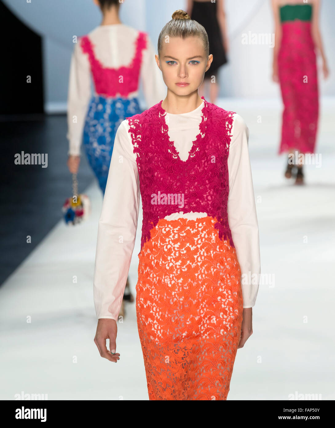 New York, NY - September 12, 2015: Georgie Perkins walks the runway at ...