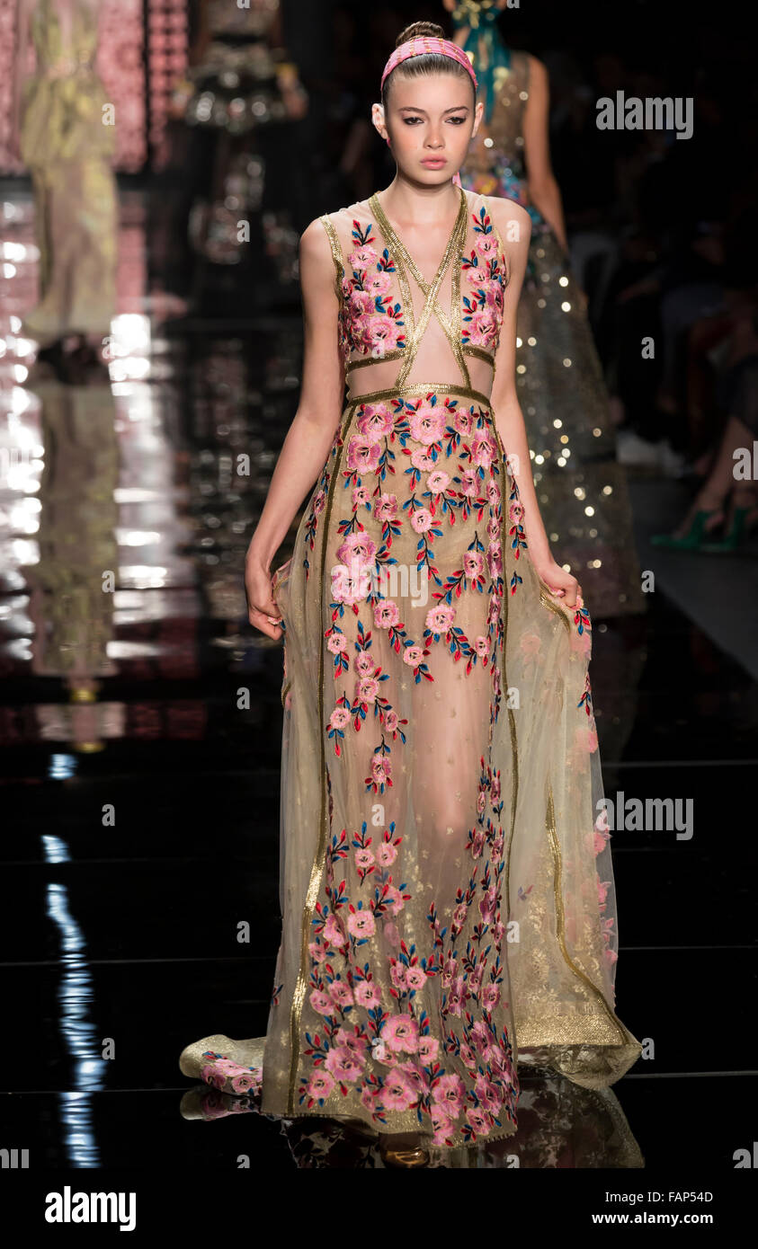 New York, NY - September 14, 2015: Kennidy Hunter walks the runway at ...