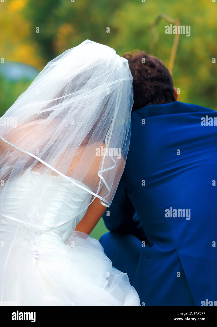 bride and groom fishing together - romantic wedding concept Stock Photo ...