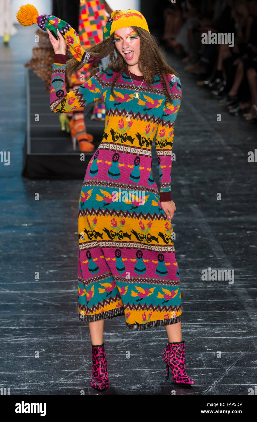 New York, NY - September 11, 2015: Brenda Freitas walks the runway at ...