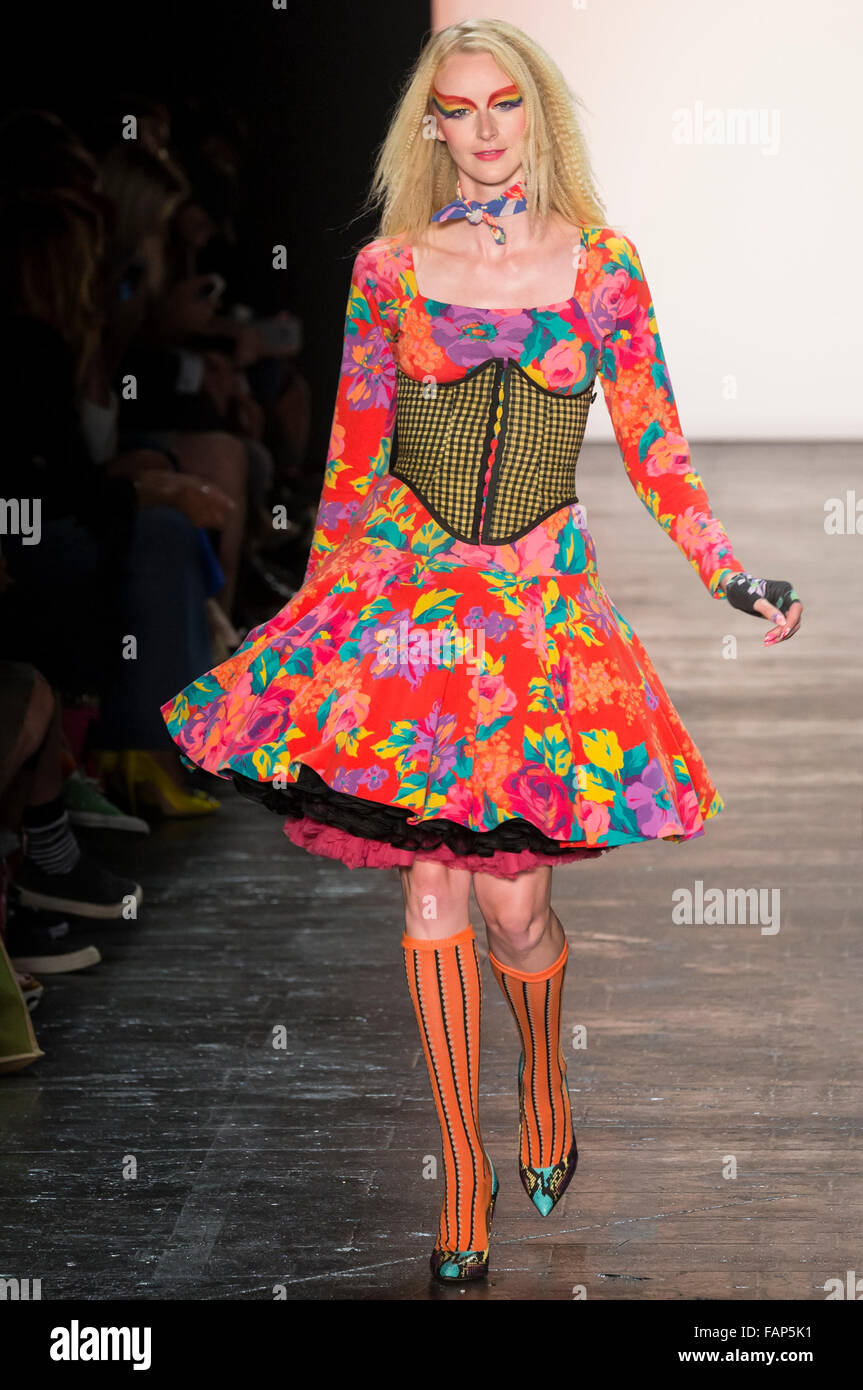 New York, NY - September 11, 2015: Edythe Hughes walks the runway at ...